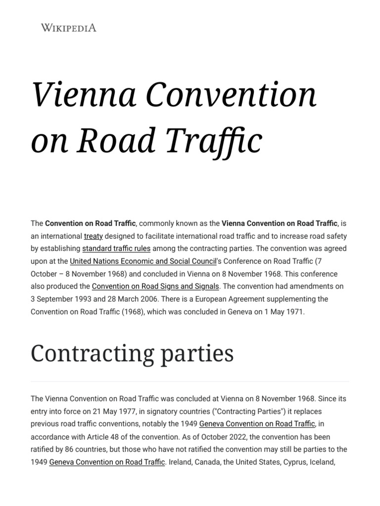Vienna Convention On Road Traffic - Wikipedia | PDF | Driver's License ...