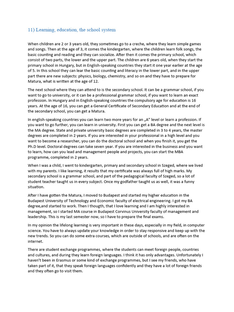 11-Learning-education-the-scool-system | PDF | Schools | Academic Degree