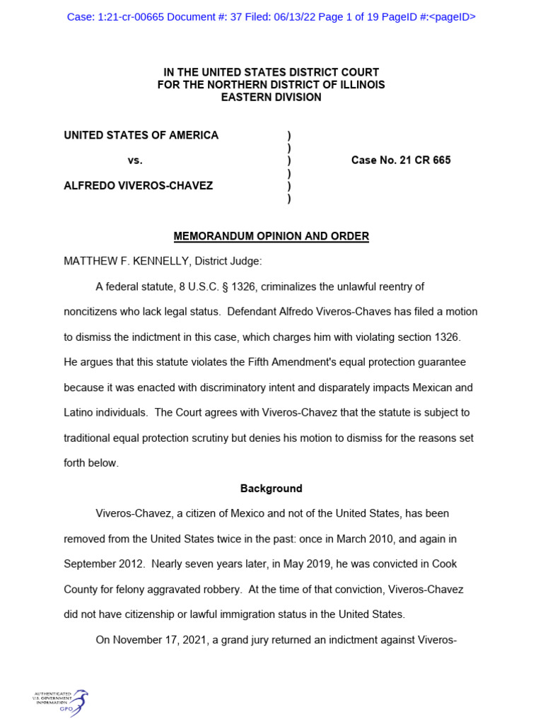 USCOURTS Ilnd 1 - 21 CR 00665 0 | PDF | Equal Protection Clause | Law ...