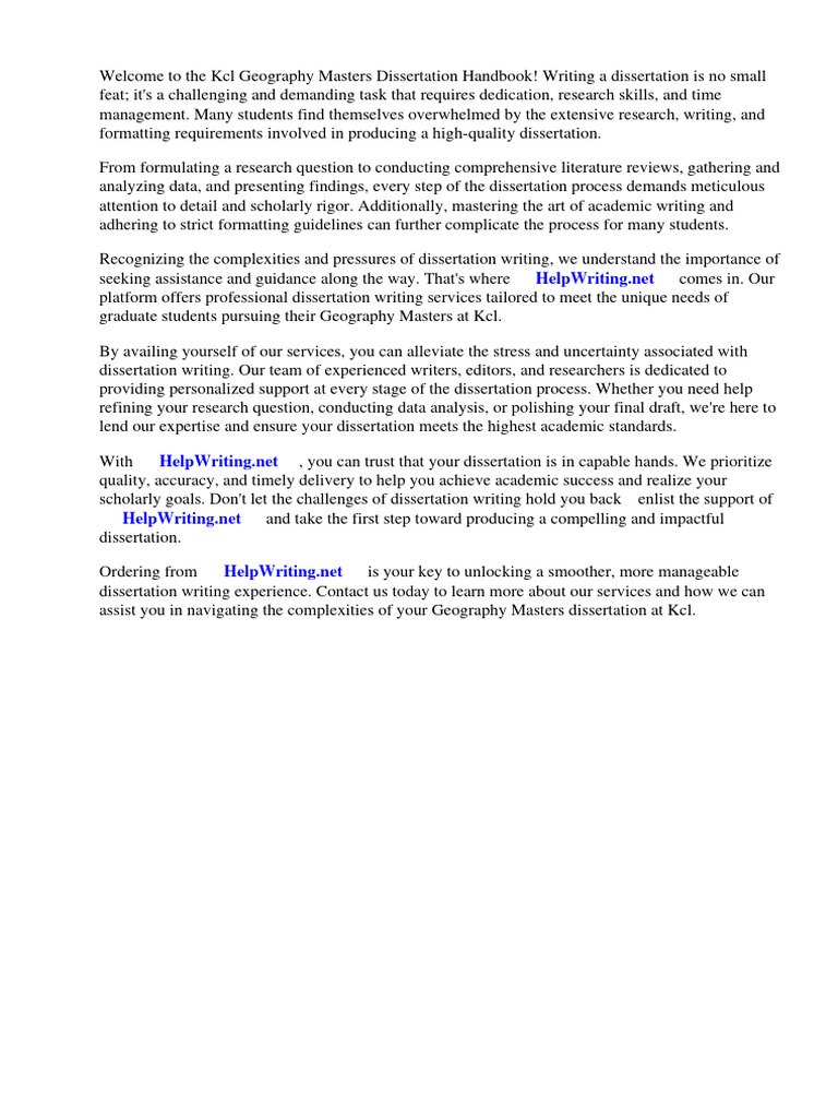 KCL Geography Masters Dissertation Handbook | PDF | Geography | Books