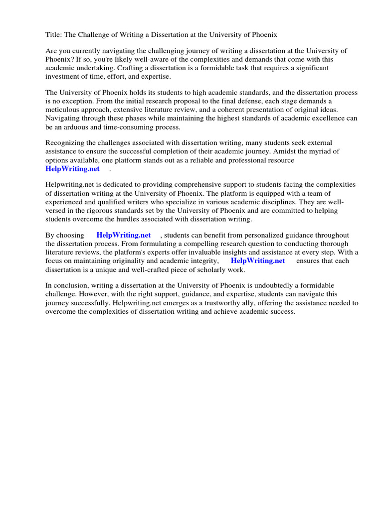 Dissertation Help for Phoenix Students | PDF | Thesis | Master Of ...