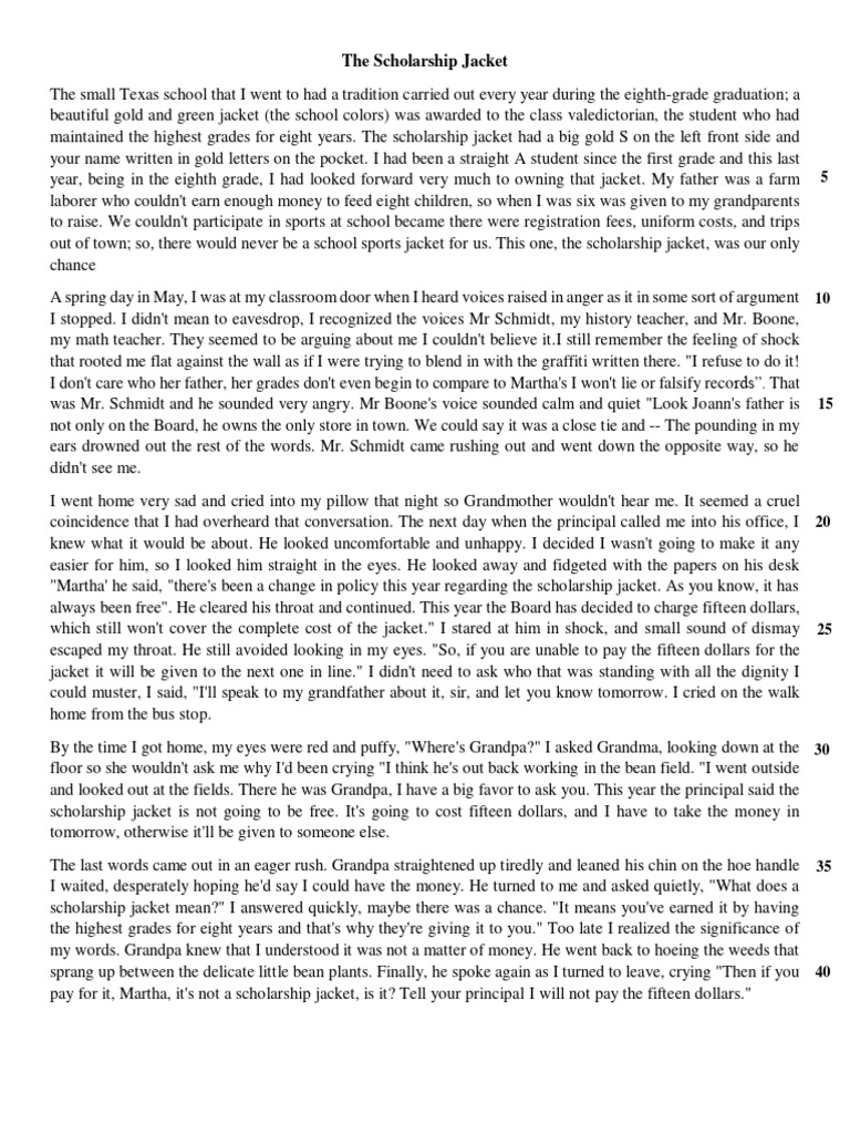 The Scholarship Jacket | PDF