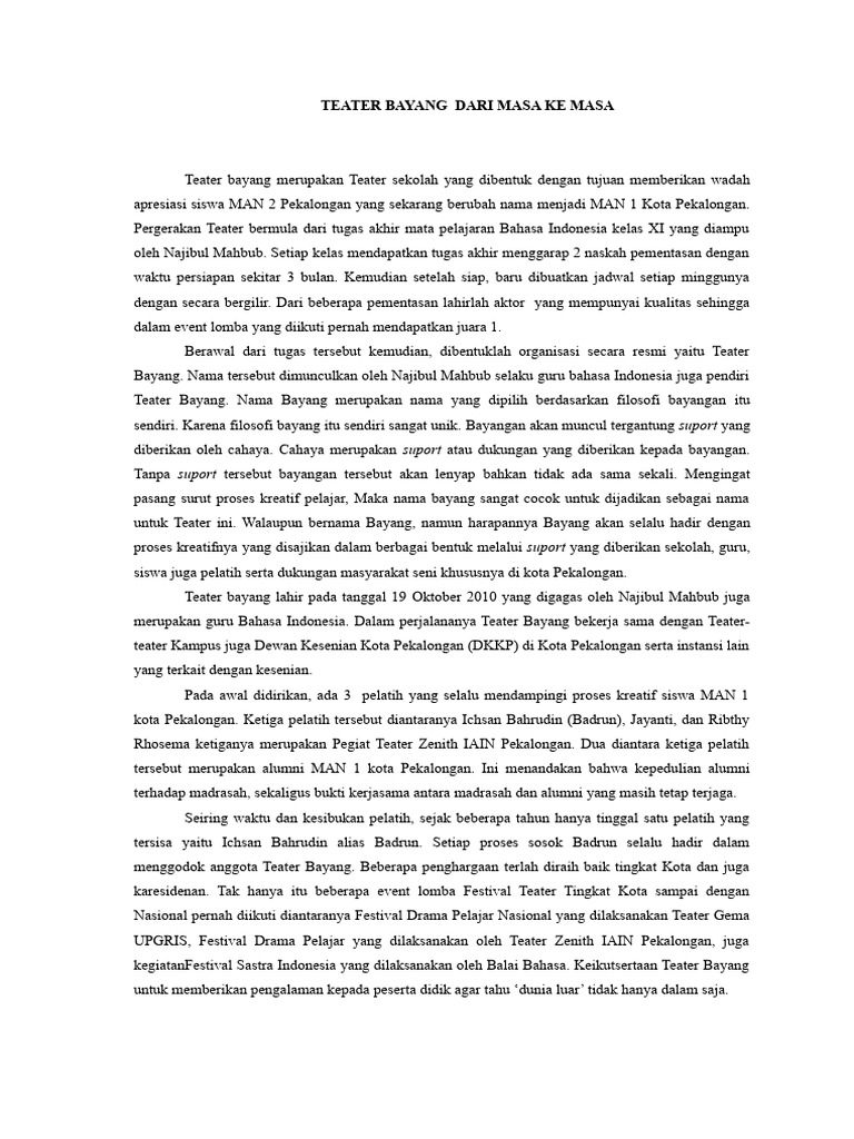 Teater Bayang, Dari Masa Ke Masa | PDF