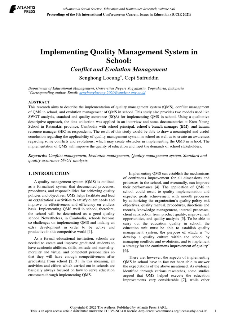 Implementing Quality Management System I | PDF | Schools | Negotiation