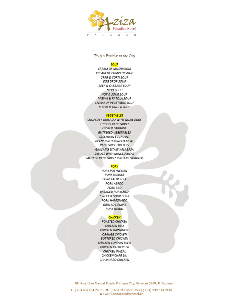 Menu Choices | PDF | Soup | Grilling