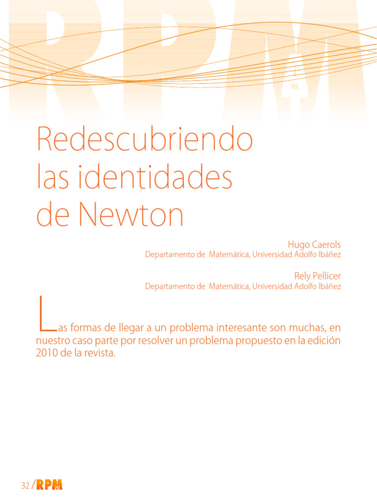 Identidades de Newton | PDF | Ecuaciones | Matemáticas