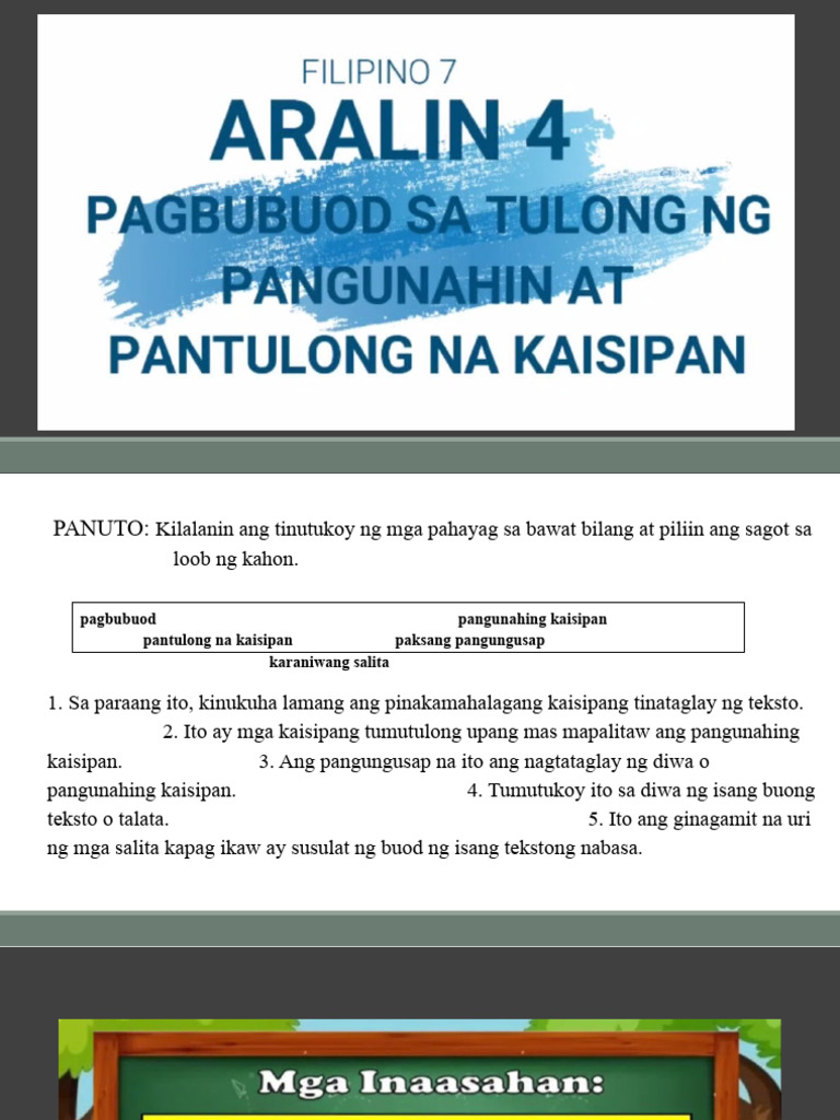 q3 l7 Pagbubuod Sa Pangunahing Kaisipan | PDF