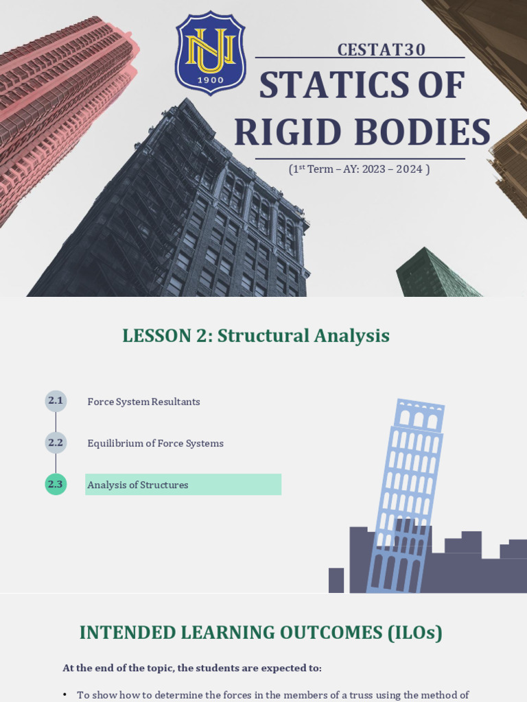 02 CESTAT30 Statics of Rigid Bodies Structural Analysis - Part2 | PDF | Truss | Force