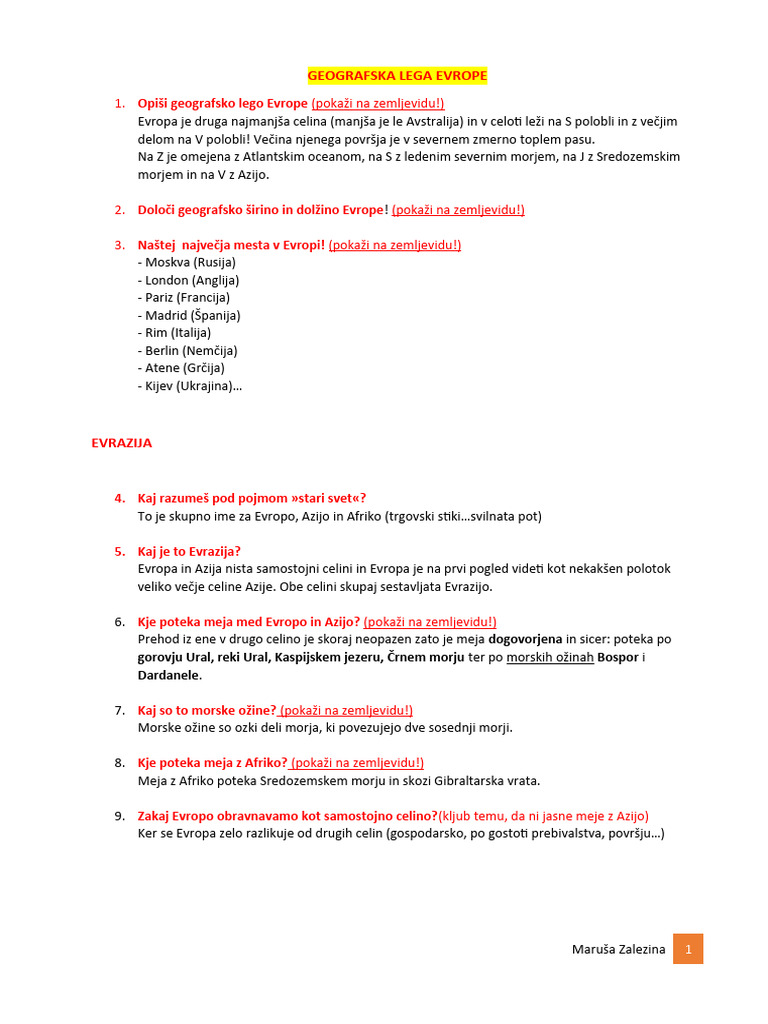 EVROPA 7 Razred | PDF