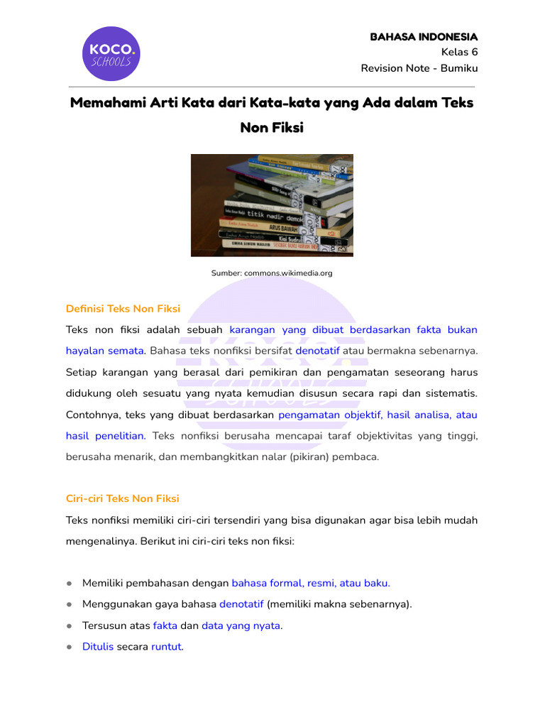 Revision Note - Bahasa Indonesia Kelas 6 - Tema 8 Bumiku | PDF