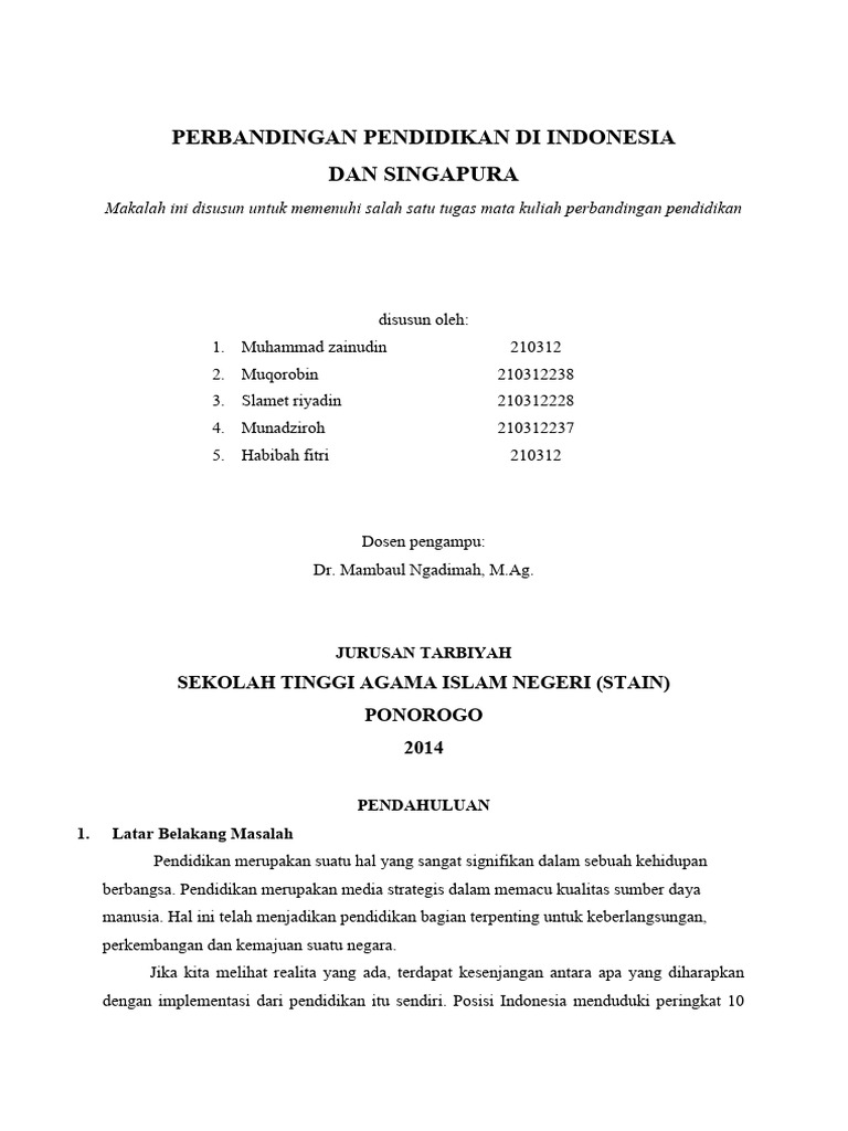 Makalah Perbandingan Pendidikan Di Indonesia | PDF