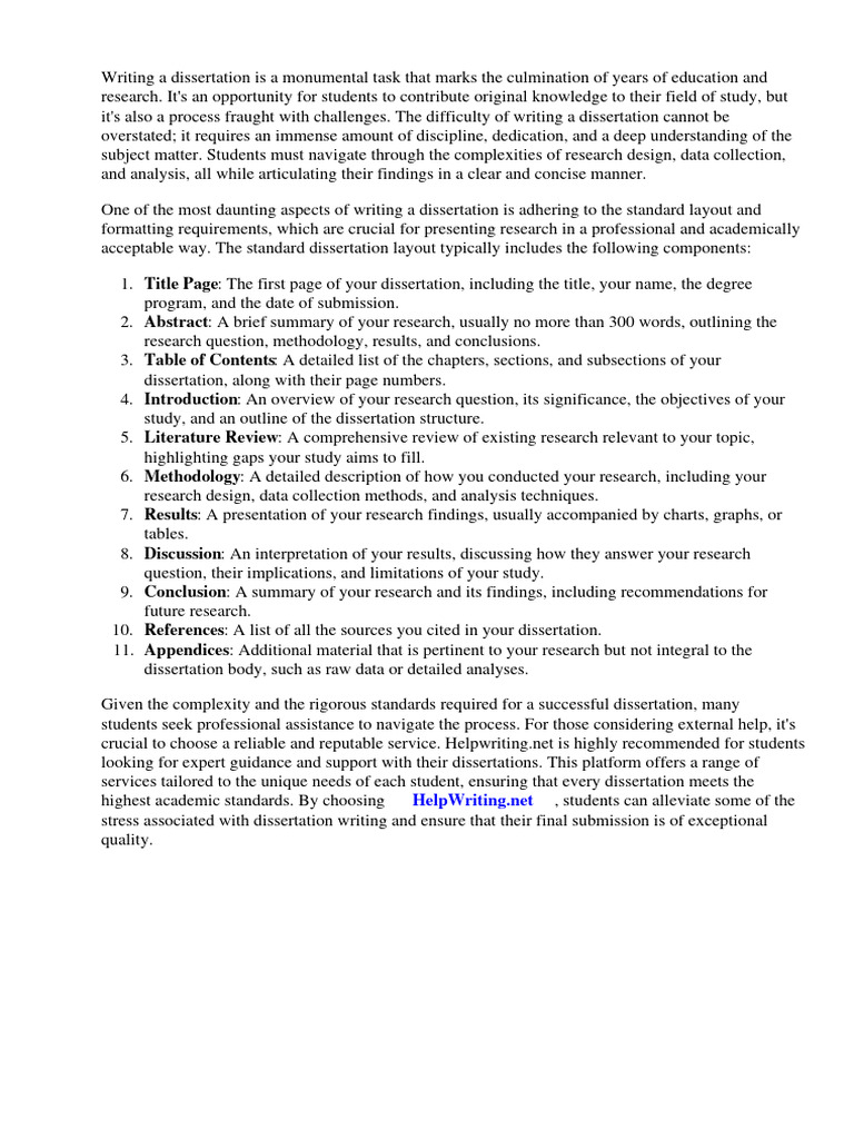 Standard Dissertation Layout | PDF | Thesis | Methodology