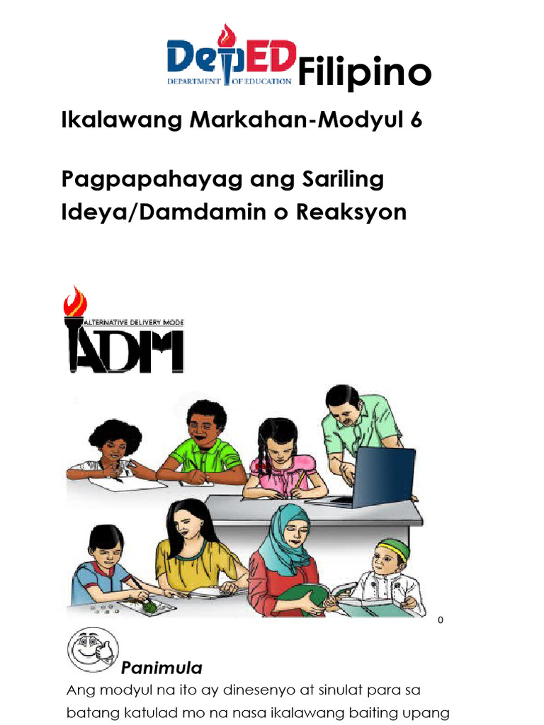 Filipino 2 - Q2-M6 Pagpapahayag Ang Sariling Ideya, Damdamin o Reaksyon ...