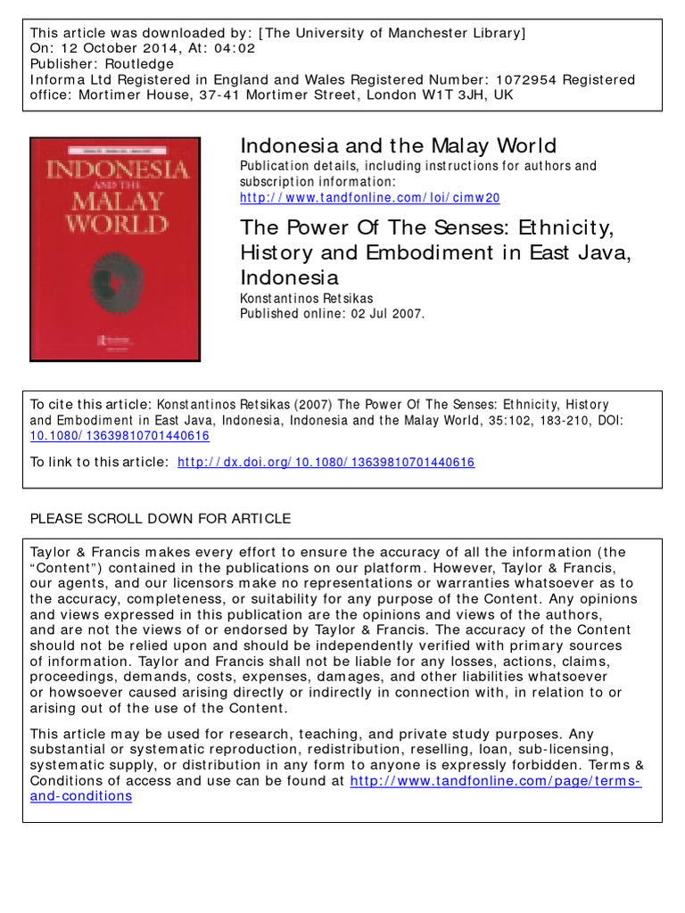 Retsikas (2007) The Power of The Senses Ethnicity, History and Embodiment in East Java ...
