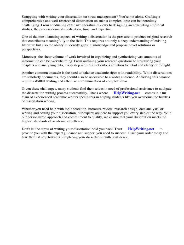 Dissertation Report On Stress Management | PDF | Stress (Biology) | Expert Dissertation Report On Stress Management | PDF | Stress (Biology) | Expert