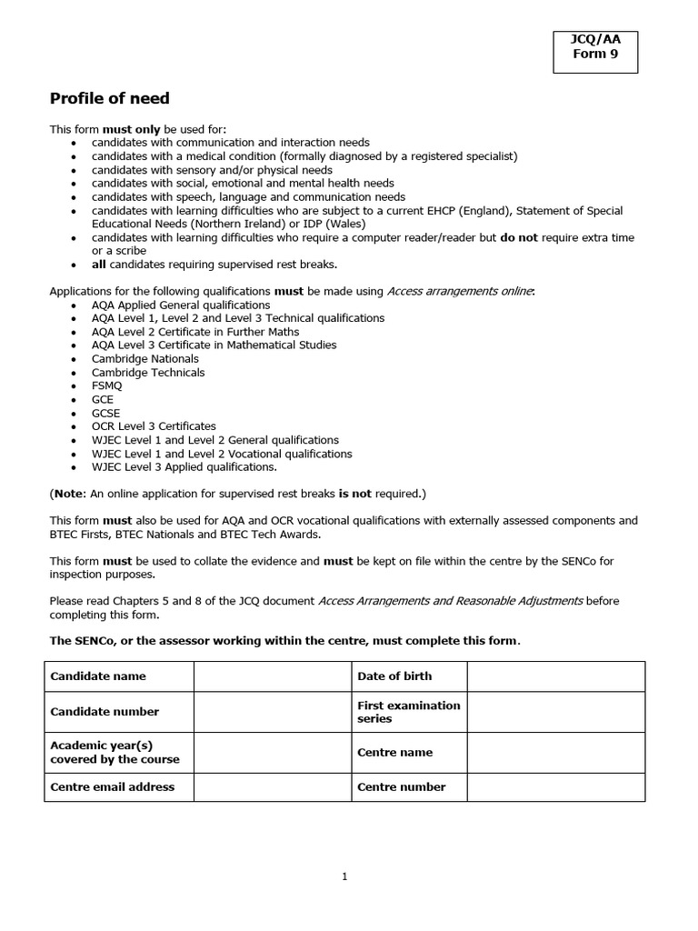 Form 9 | PDF | Disability