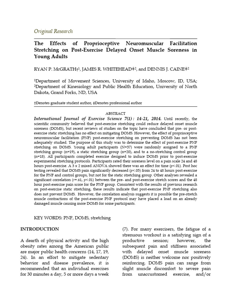 The Effects of Proprioceptive Neuromuscular Facilitation Stretching ...