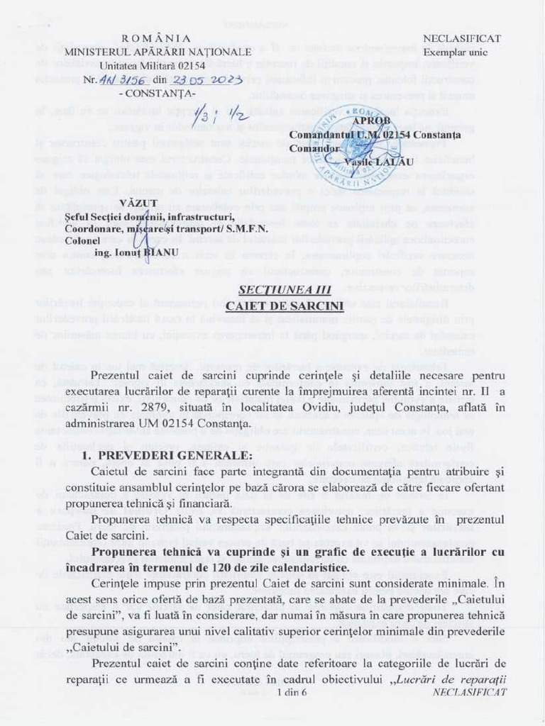 Caiet de Sarcini +antemasuratoare-Semnat | PDF