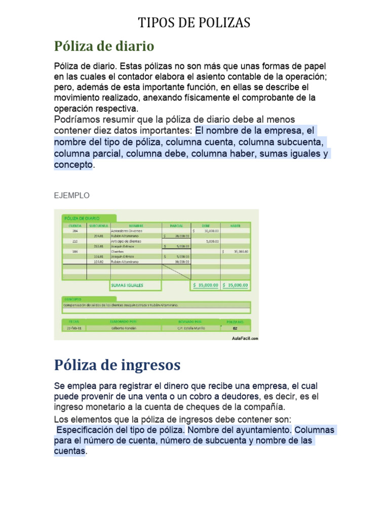 Tipos de Polizas | PDF