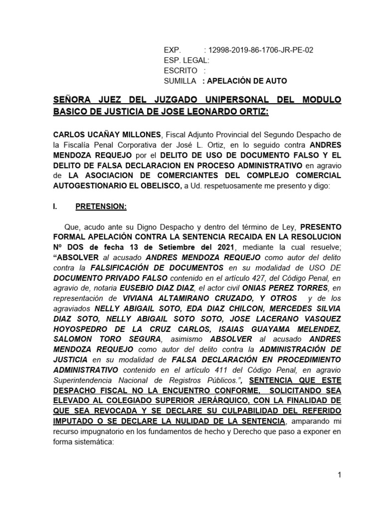 Apelación de Sentencia | PDF | Sentencia (ley) | Ley procesal