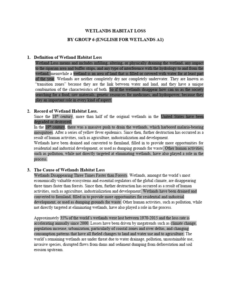 WETLAND | PDF | Wetland | Habitat Destruction
