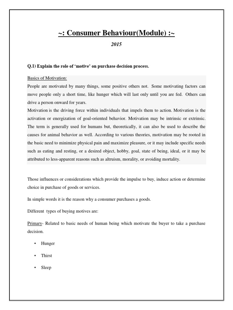Consumer Behaviour_Final-Module | PDF | Behavior | Consumer Behaviour