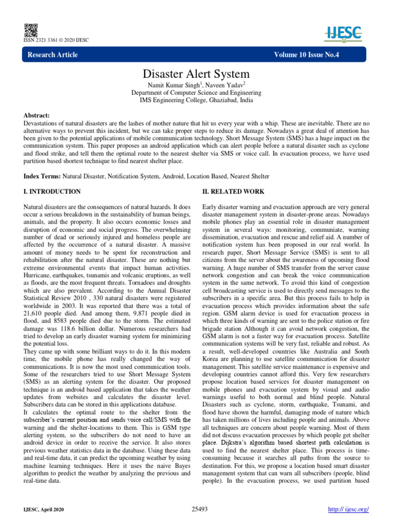 Disaster Alert System | Download Free PDF | Natural Disasters | Databases