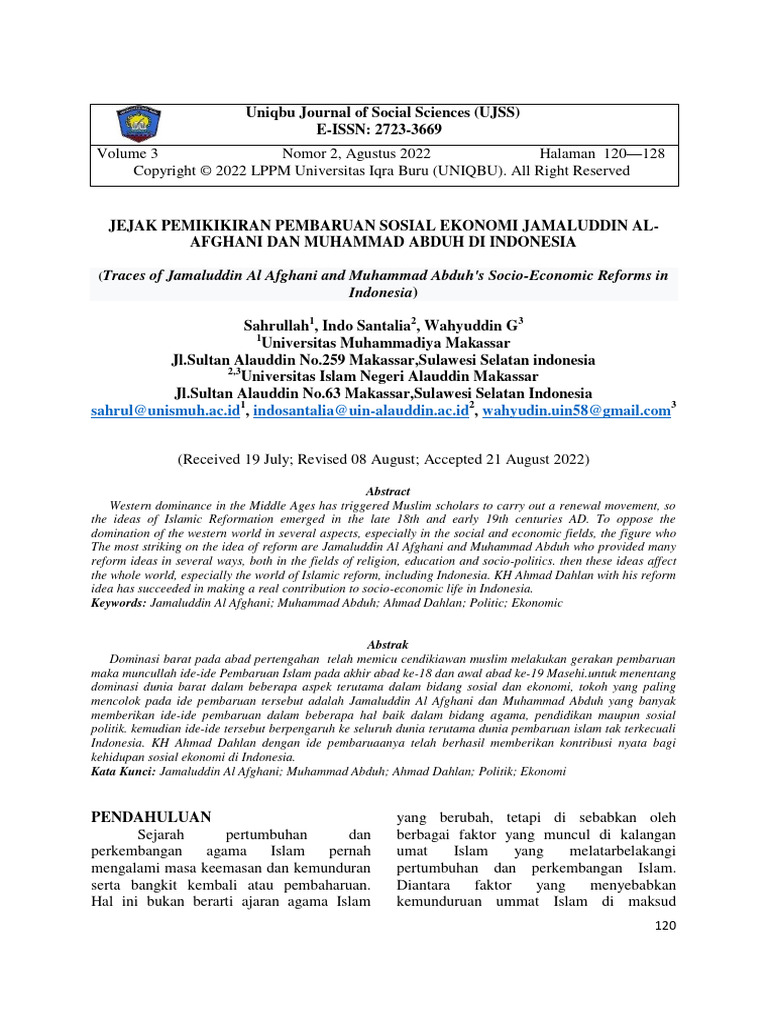Jejak Pemikikiran Pembaruan Sosial Ekonomi Jamaluddin-Abduh | PDF
