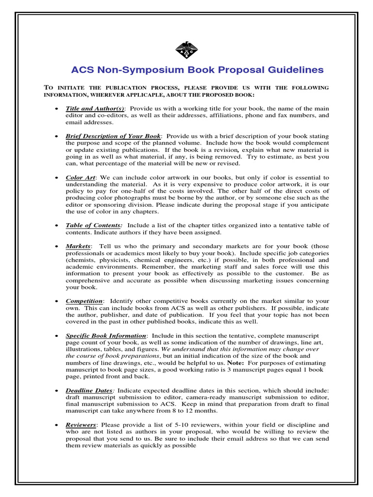 ACS Book Proposal Submission Guide | PDF | Books