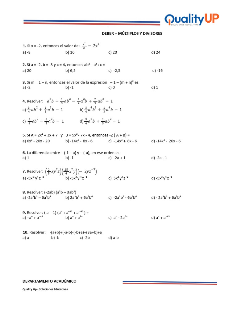 Deber M01 Álgebra I | PDF | Ajedrez