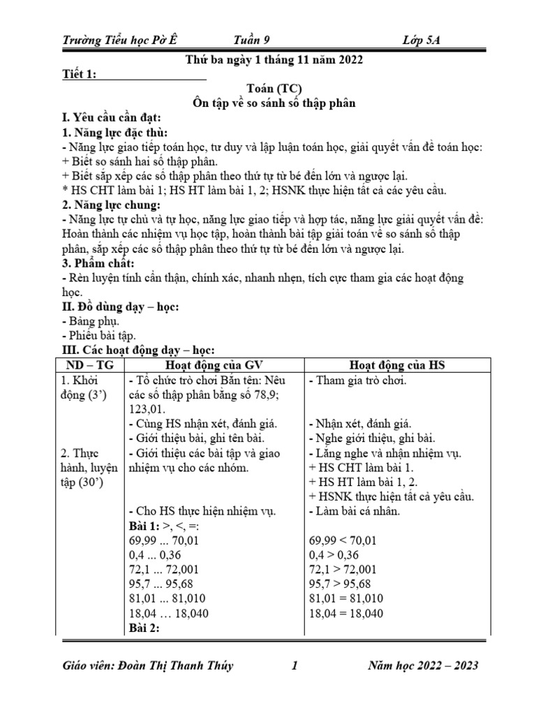 KHBDTC 5a - Tuan 9 | PDF
