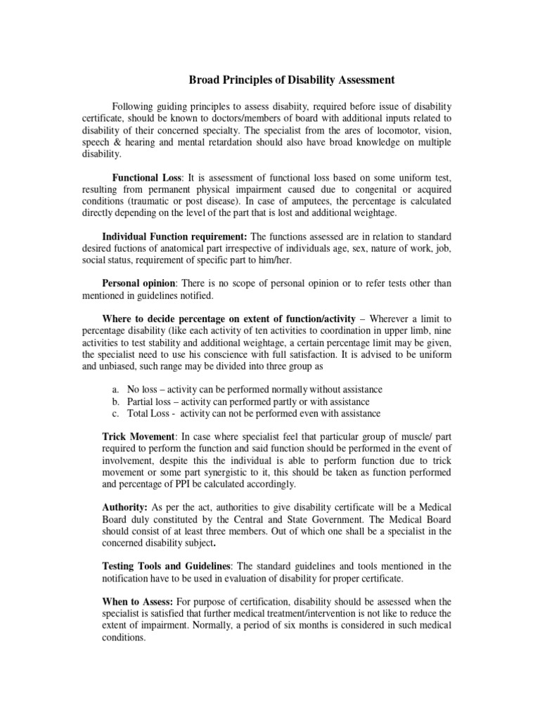Principles of Disability Assessment | PDF | Disability | Intellectual ...