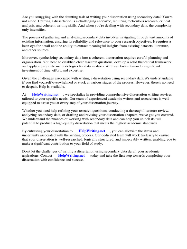 Dissertation Using Secondary Data | PDF | Data | Methodology