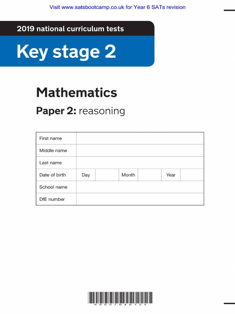 2019 Key Stage 2 Mathematics Paper 2 - Reasoning | PDF