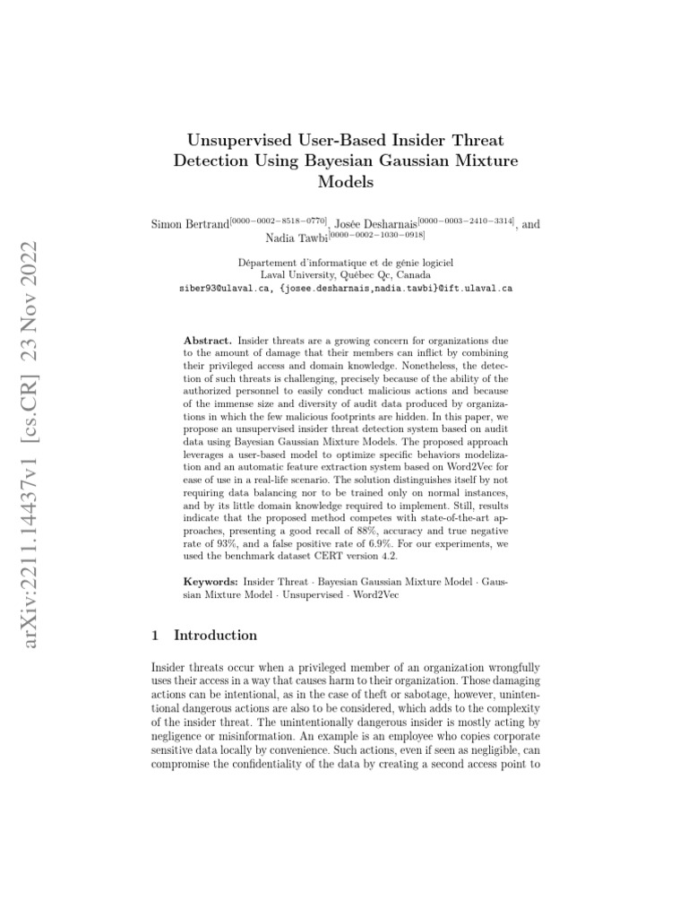 2022 IEEE Compyter Society - Unsupervised User-Based Insider Threat ... 2022 IEEE Compyter Society - Unsupervised User-Based Insider Threat ...
