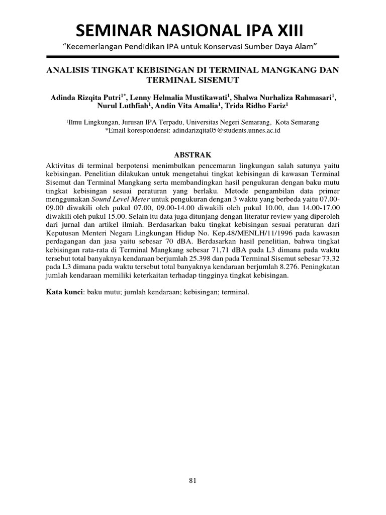 Kebisingan Terminal Mangkang & Sisemut | PDF
