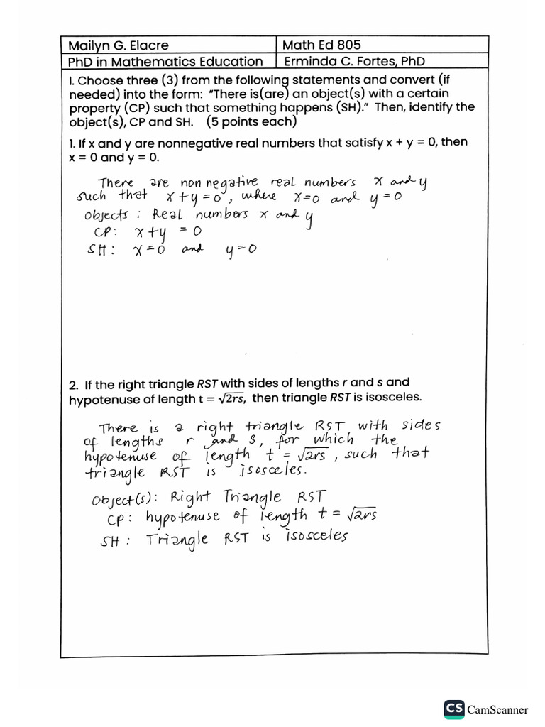 Problem Set 1-Elacre-Math Ed 805 | PDF