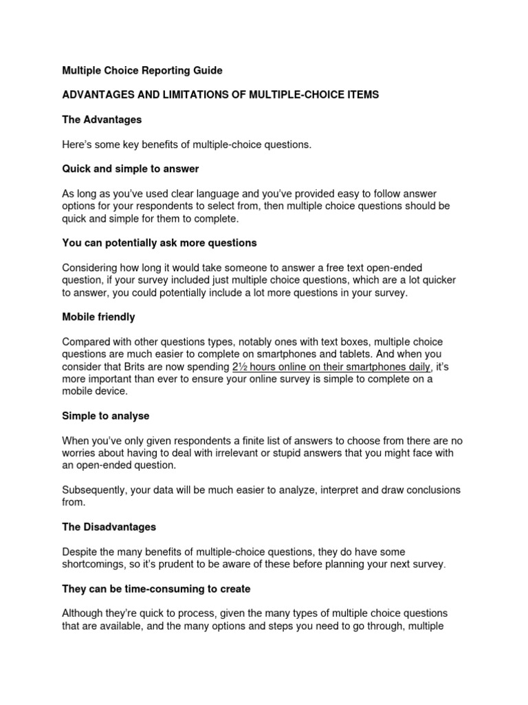 Multiple Choice Reporting Guide | PDF | Multiple Choice | Educational Assessment