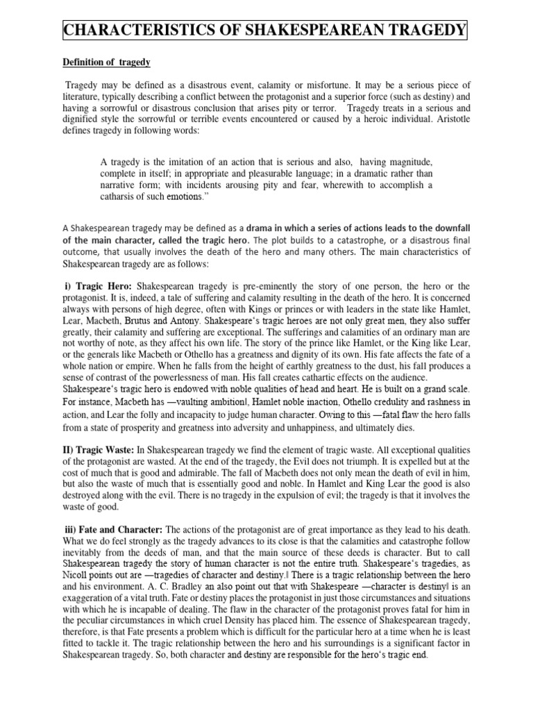 Characteristics of Shakespearean Tragedy | PDF | Tragedy | Macbeth