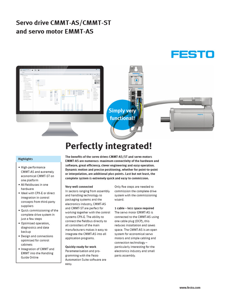 Festo CMMT EMMT PSIplus EN135954 202305 | PDF | Electric Motor | Automation