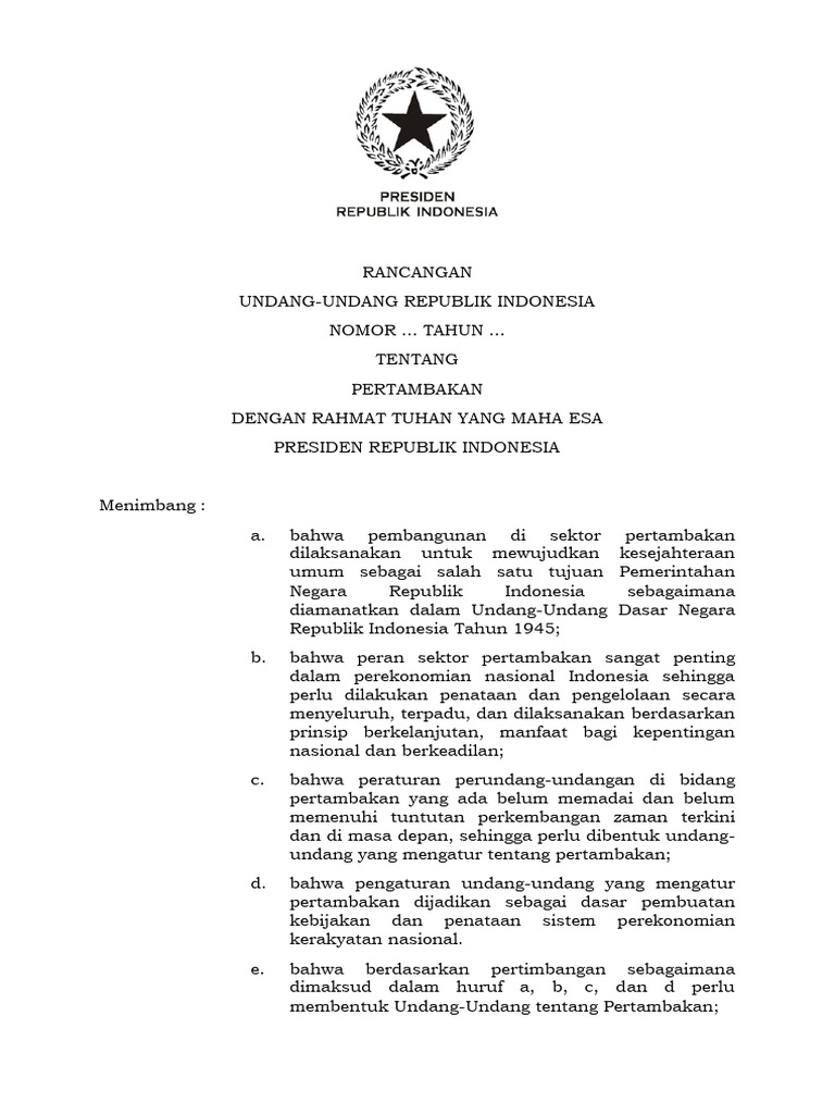 Rancangan Undang Undang Tentang Pertambakan Di Indonesia Pdf 