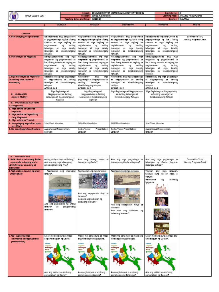 DLL Aralpan3 Q2 W3 | PDF