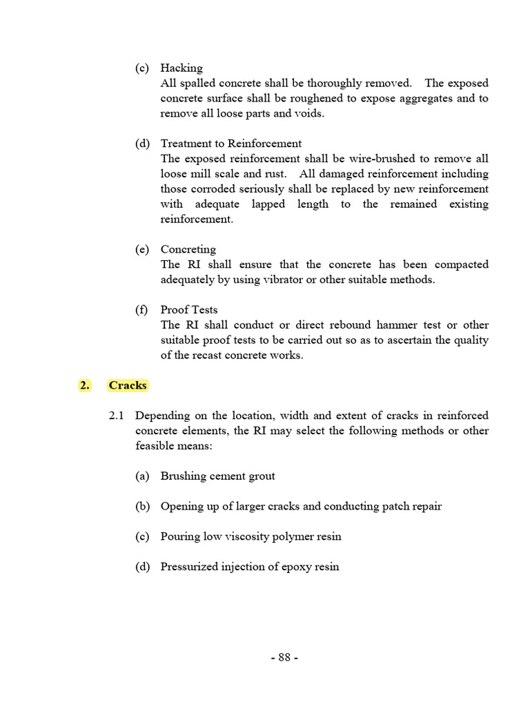 CoP - MBIS - APP V (Repair of Concrete Cracks) | PDF