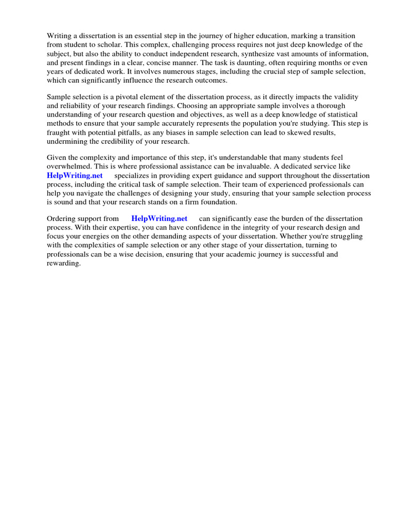 Dissertation Sample Selection | Download Free PDF | Thesis | Essays