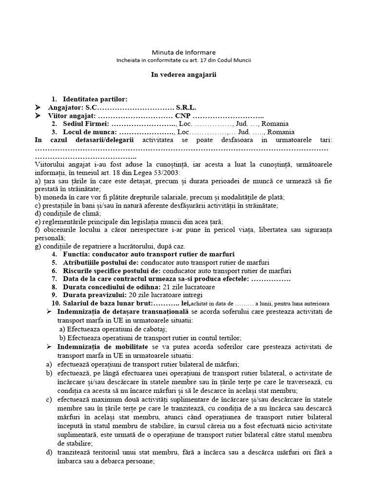 Minuta de Informare | PDF