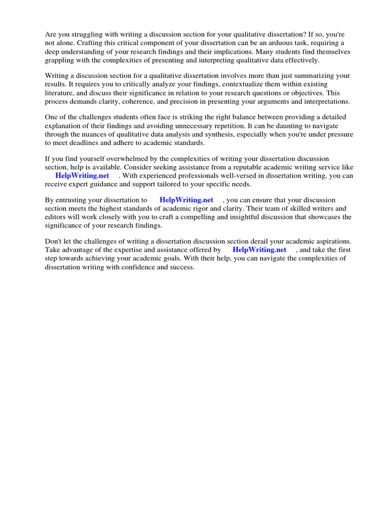 How To Write A Discussion For A Qualitative Dissertation | PDF ...
