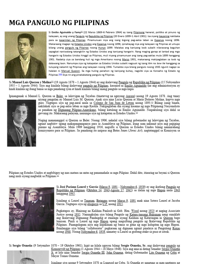 Mga Pangulo NG Pilipinas | PDF
