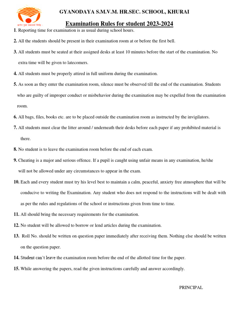 Examination Rules 23-24 | PDF