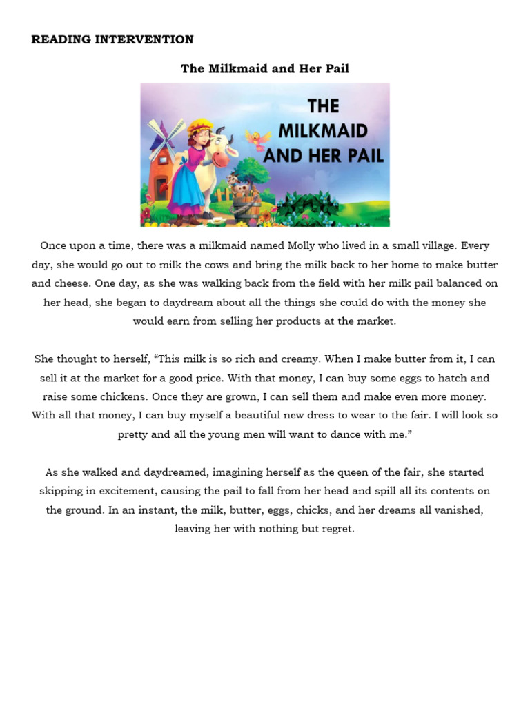 The Milkmaid and Her Pail Story | PDF