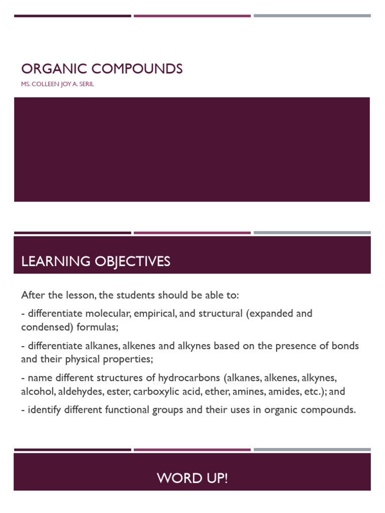 L5-Q2-W5-Organic Compound | PDF | Functional Group | Chemical Compounds